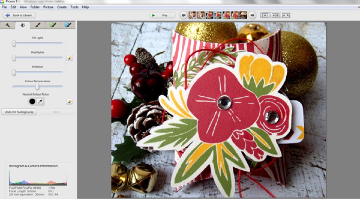 Photo Editing with Picasa - Improve Photographs of your Handmade Cards
