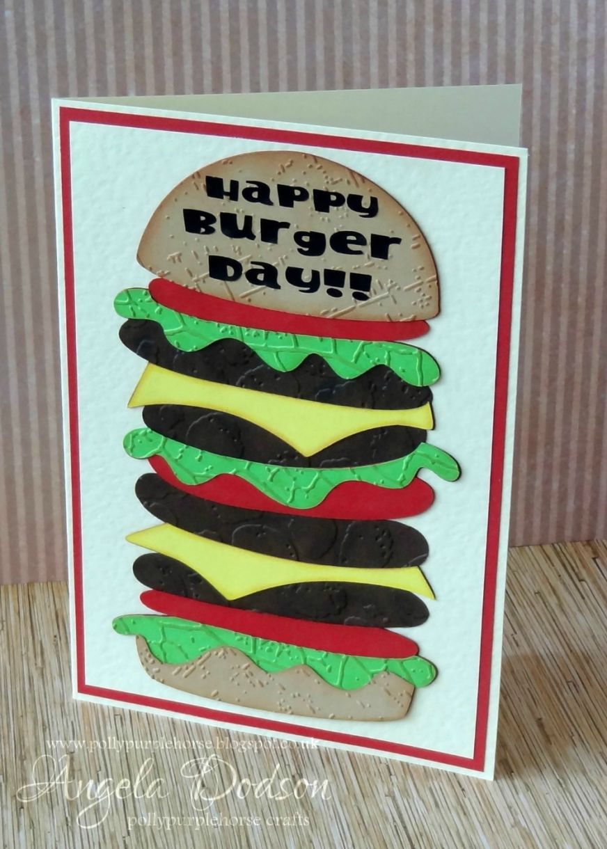 Happy Burger Day!! Fun Birthday card with embossing folders & inks
