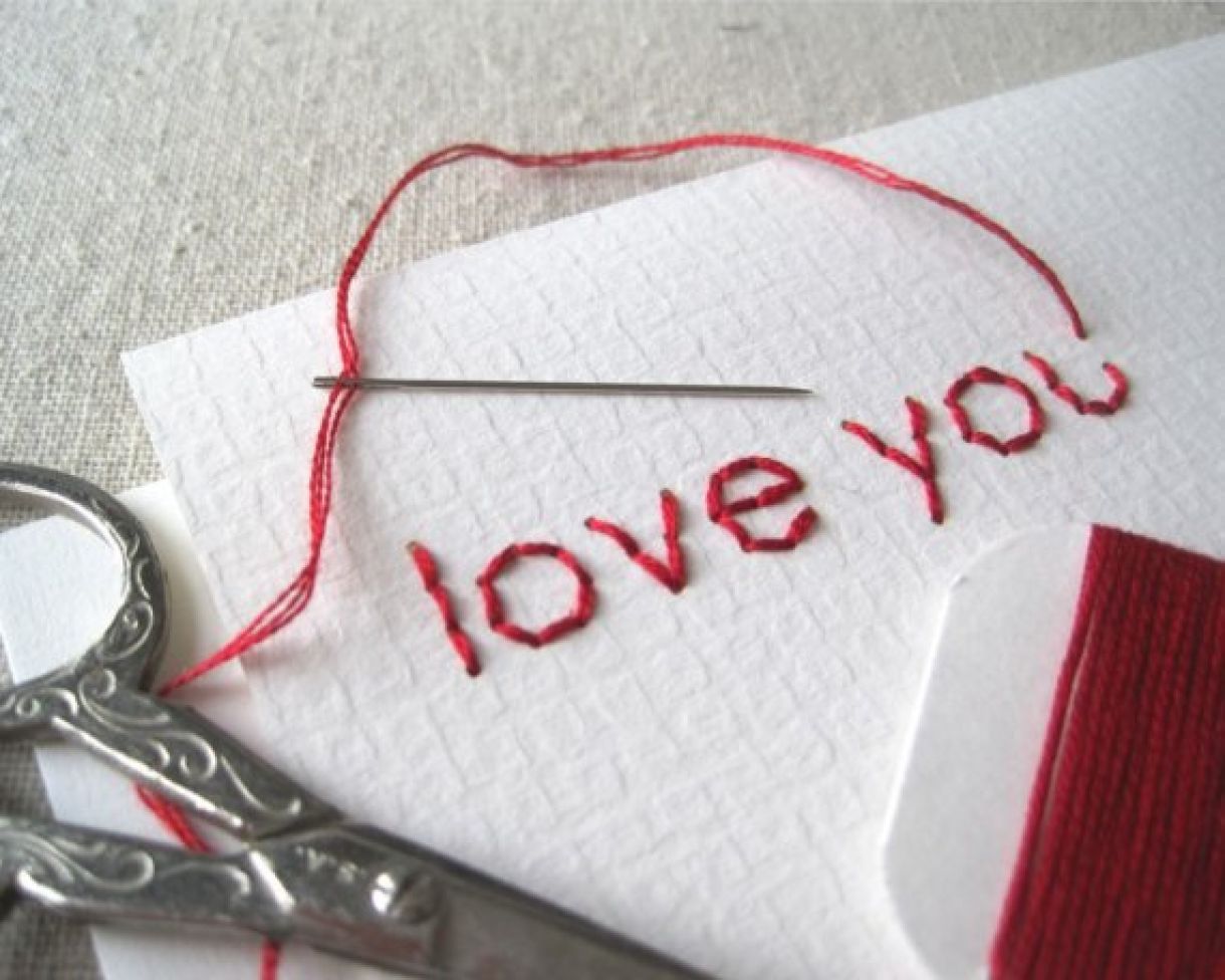 Embroidery on card and paper